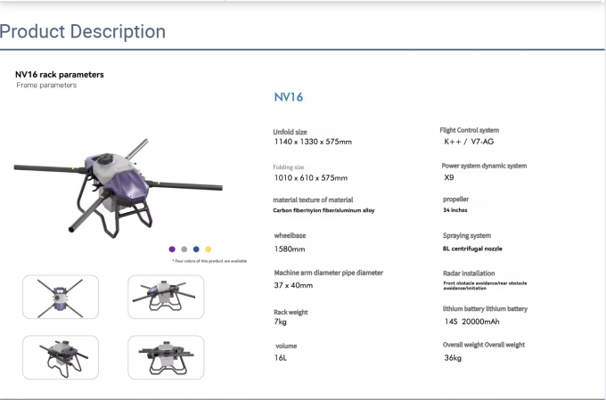JIS NV16 Quadcopter 16L Agricultural Spraying Drone Rack Can Be Fitted ...